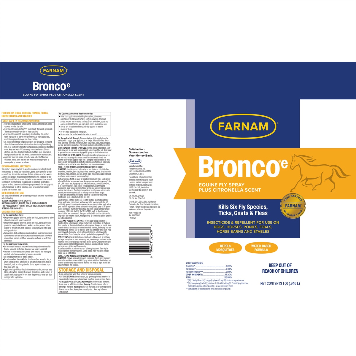 Outdoor Fly Repellent Farnam 100502327 Bronco Equine Fly Spray, 1 ...